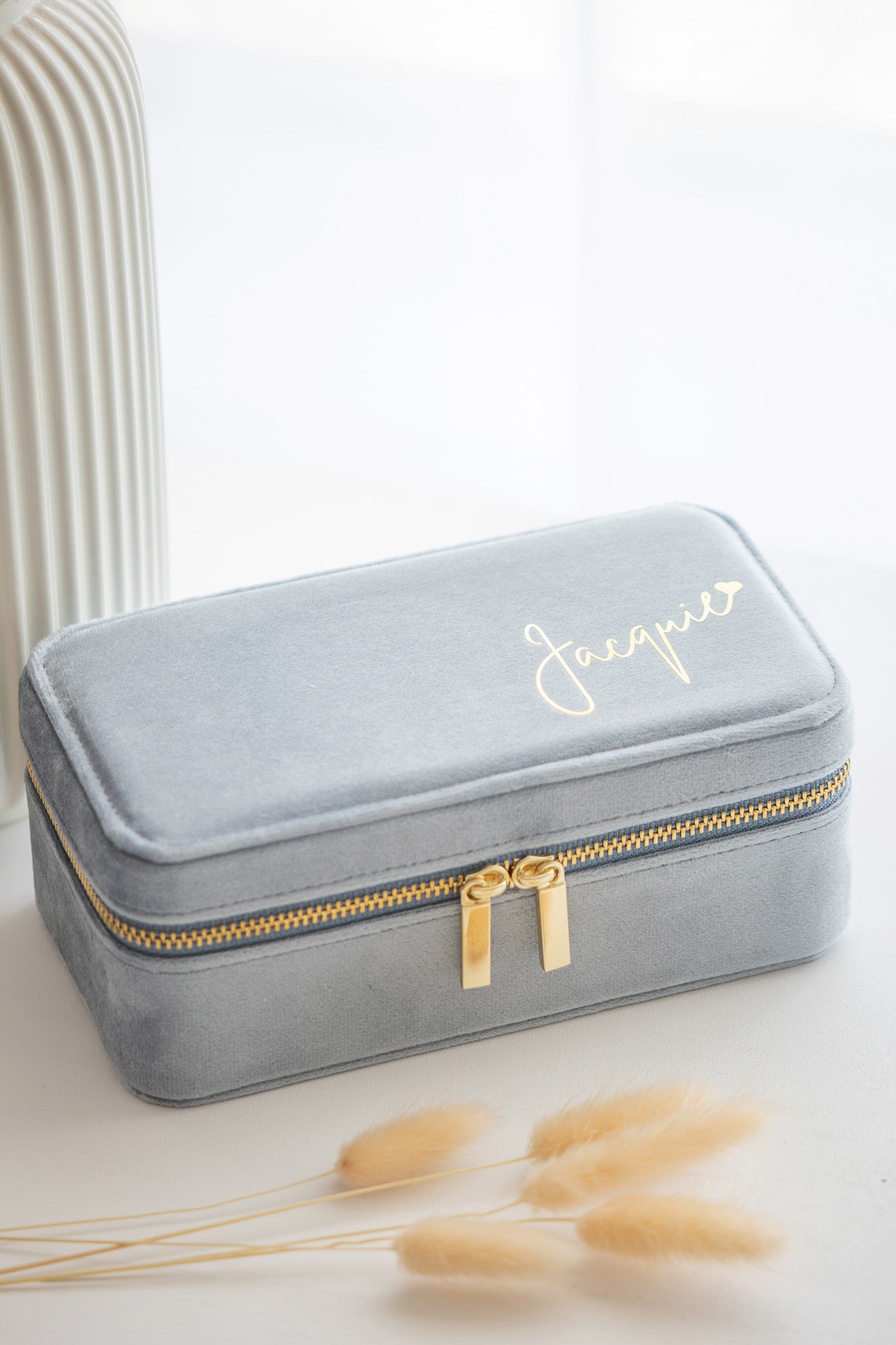 Large Personalised Velvet Jewellery Box - Sky Blue – The Label House ...